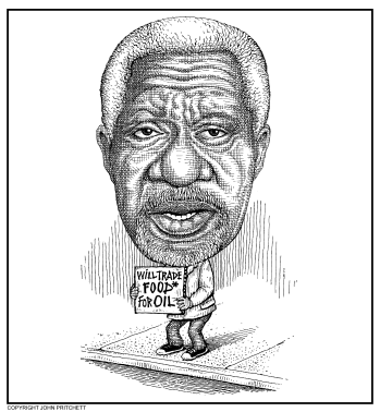 Kofi Annan cartoon, caricature, United Nations Secretary General Kofi ...