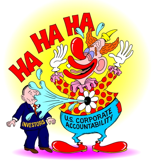 Corporate accountability clown cartoon, WorldCom, Enron, accounting ...