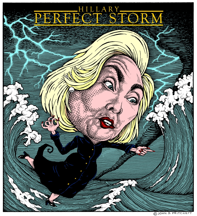 Hillary Clinton, the Perfect Storm, parody, editorial cartoon, cartoons ...