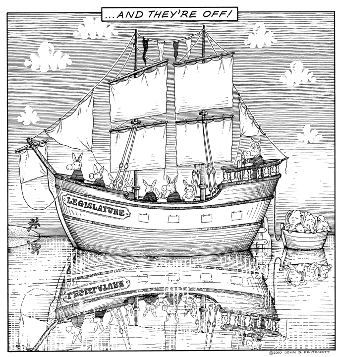 Hawaii 2000 Legislature sets sail editorial cartoon, Hawaii political ...