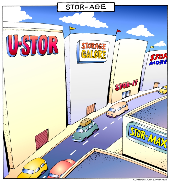 Self storage color cartoon, storage lockers, storage facilities color ...