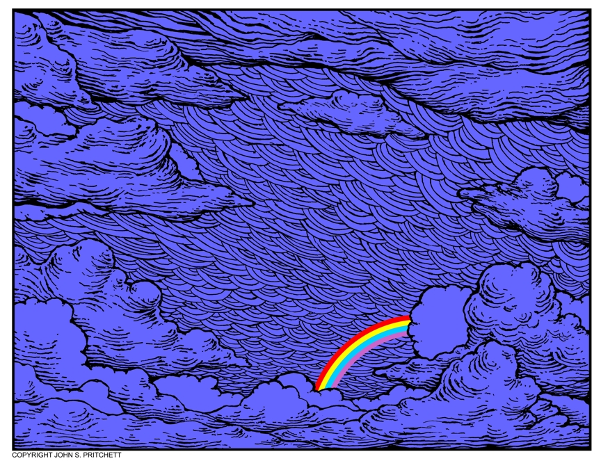 Clouds color illustration, cloudy sky with rainbow color illustration ...