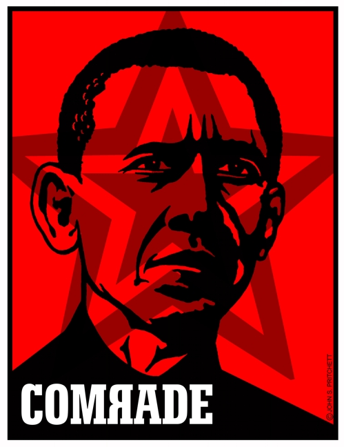 Comrade Obama poster, socialist Obama color illustration, comrade Obama ...