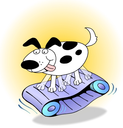 Dog cartoon, dog on treadmill cartoon image, fitness dog, whimsical ...