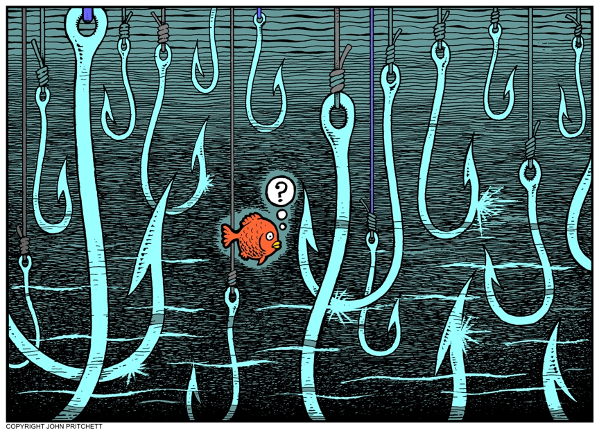 Overfishing cartoon, fish hooks illustration, overfishing, fishing ...