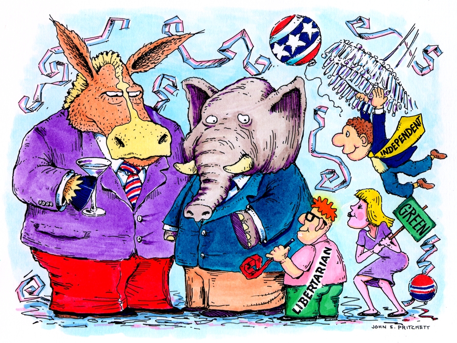 Party Crashers color illustration, political parties, Republican ...